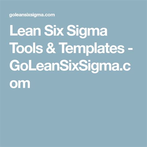 Lean Six Sigma Tools Templates GoLeanSixSigma GLSS Lean Six Sigma Six Sigma Tools