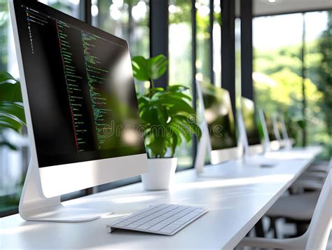 Professional Computer Workstation In An Office Setting Stock Illustration Illustration Of