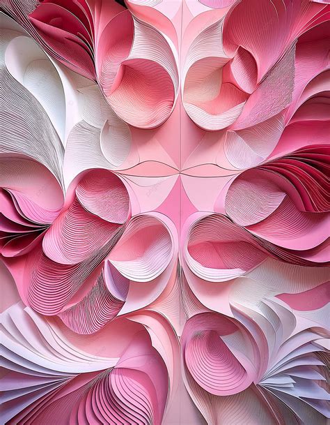 Abstract Pink And White Paper Art Swirling Layers Create A Mesmerizing