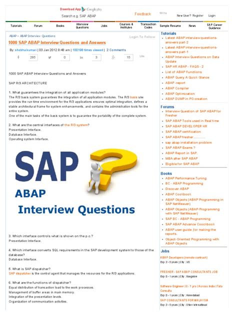 1000 sap abap interview questions and answers abap interview