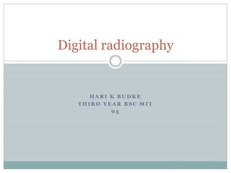 Computed Radiography And Digital Radiography Cr Dr Pptx