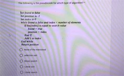 The Following Is The Pseudocode For Which Studyx