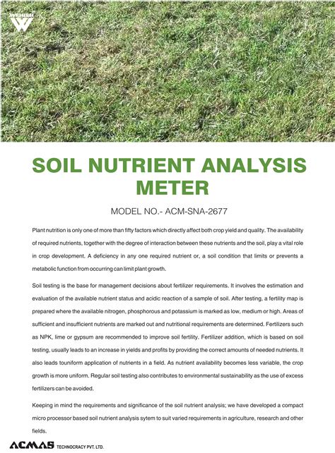 Soil Nutrient Analysis Meter By Acmas Technologies Pvt Ltd Pdf