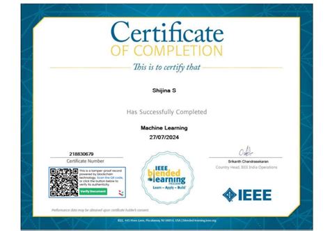 Ieee Blended Learning Program On Linkedin Congratulations On Successfully Completing Machine