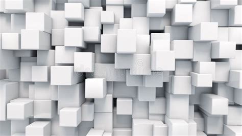 Abstract Background Of Stone White Shifted Cubes With Random Offset Effect D Illustration