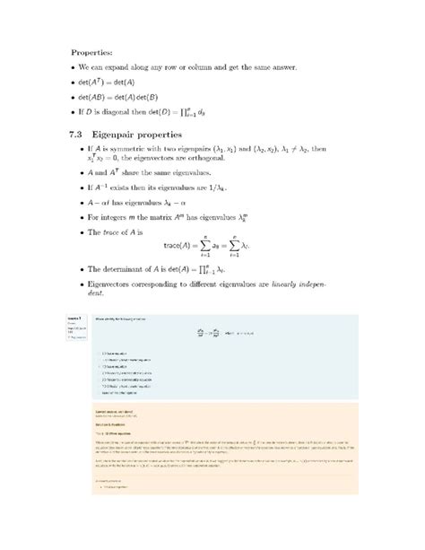 Matrix Properties Linear Algebra Cheat Sheet For Open Book Exam