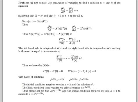 Linear Algebra Use Separation Of Variables To Find A Solution U Ux
