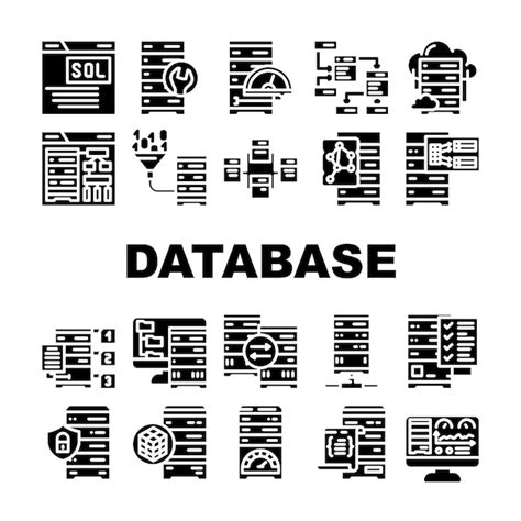 Administrador De La Base De Datos Iconos De Computadora Conjunto Vector