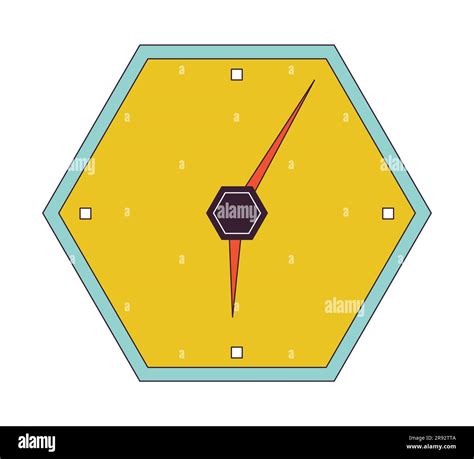 Hexagon Shape Wall Clock Flat Line Color Isolated Vector Object Stock