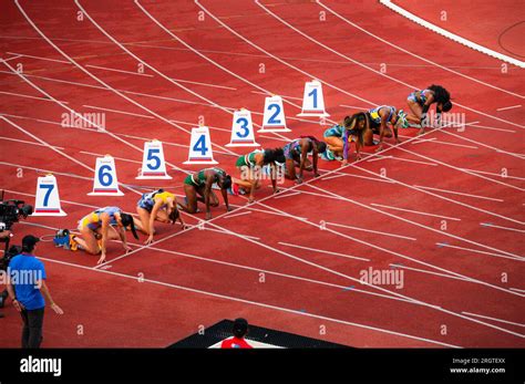 Ostrava Czechia June 27 2023 Athletes Set For 100m Hurdles Race