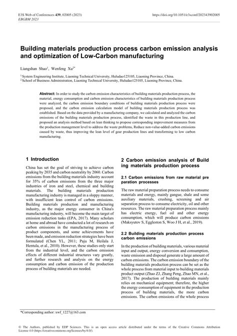 Pdf Building Materials Production Process Carbon Emission Analysis