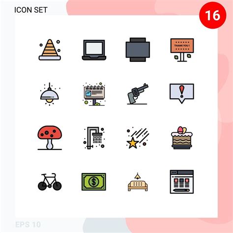 Group Of 16 Flat Color Filled Lines Signs And Symbols For Lump Home Layout Thanks Thank Editable