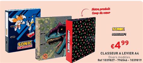 Promo Classeur à Levier A4 Sonic Minecraft Chez Trafic Icataloguefr