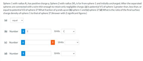 solved sphere 1 with radius r1 has positive charge q sphere