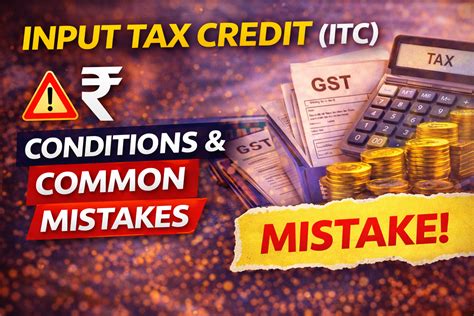 Input Tax Credit Itc Conditions And Common Mistakes Under Gst Tax