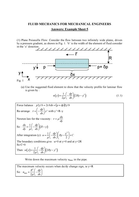 Fluid Mechanics Solution 5 FLUID MECHANICS FOR MECHANICAL ENGINEERS Answers