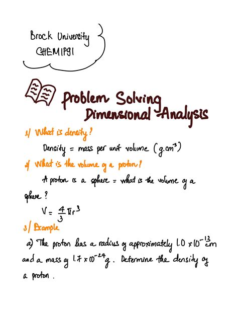 SOLUTION: Problem solving dimensional analysis - Studypool