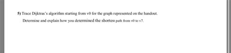 Solved 5 Trace Dijktrass Algorithm Starting From Vo For