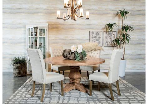 Florence 5 Piece Round Dining Table Set Rustic Honey