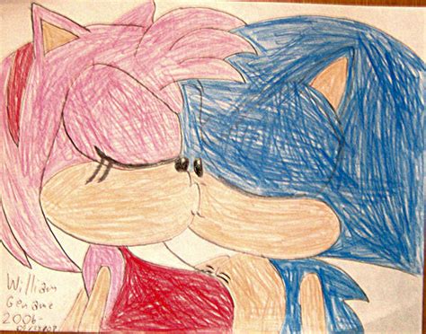 Sonic And Amy Kiss By Germanname1990 On Deviantart
