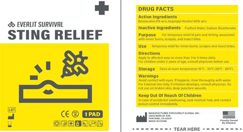 Fda Label For Sting Relief Solution Topical Indications Usage