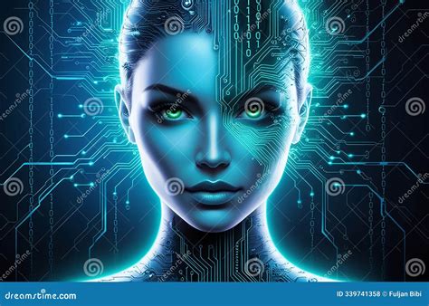 Digital Silhouette Of A Womanâ€™s Face Merging With Circuit Board