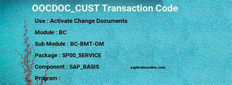 OOCDOC CUST SAP Tcode For Activate Change Documents OOCDOC CUST SAP Tcode For Activate Change Documents