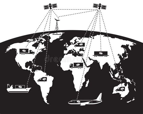 Gps Tracking Of Delivery Package In The World Stock Vector