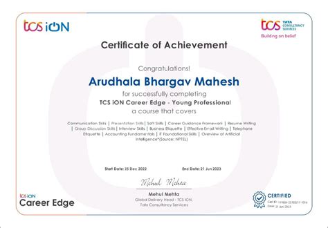 Bhargav Mahesh Arudhala On Linkedin Tcsion Tcs