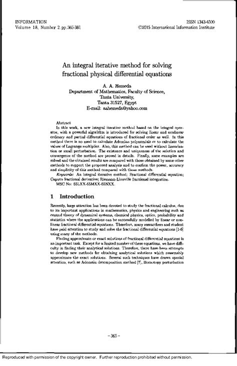 an integral iterative method for solving fractional physical