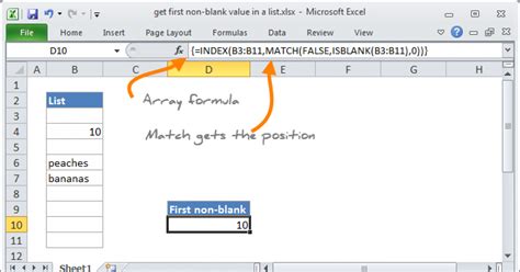 Get First Non Blank Value In A List Excel Formula Exceljet