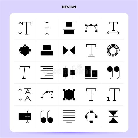 Solid 25 Design Icon Set Vector Glyph Style Design Black Icons Set Stock Vector Illustration