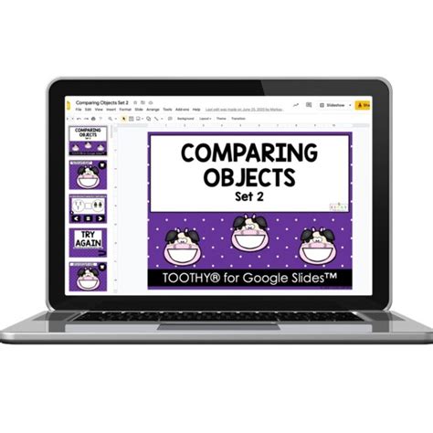 Digital Toothy Math Kindergarten Comparing Objects Set 2