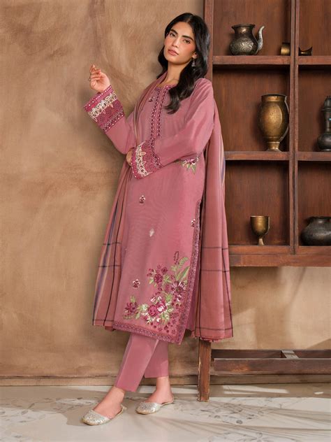 3 Piece Khaddar Suit Embroidered Unstitched Limelightpk