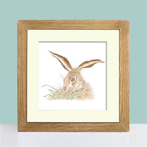 Hare Stare Hare Framed Card Helen Parry Watercolour Artist