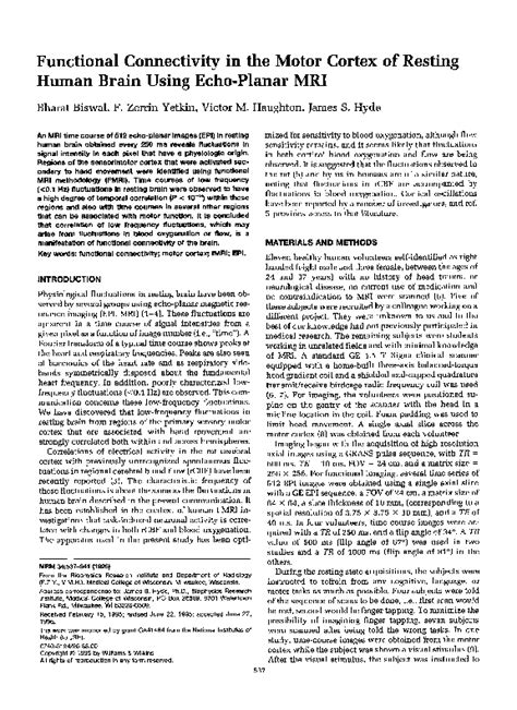 Pdf Functional Connectivity In The Motor Cortex Of Resting Human