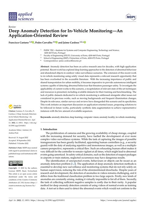 Pdf Deep Anomaly Detection For In Vehicle Monitoring—an Application Oriented Review