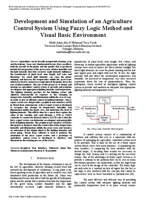 Pdf Development And Simulation Of An Agriculture Control System Using Fuzzy Logic Method And