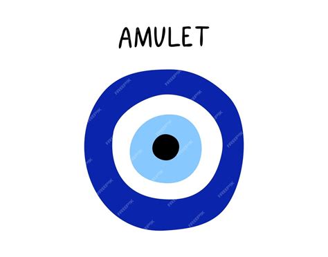 Amuleto Del Mal Ojo Icono Aislado Amuleto Azul Tradicional Inscripción