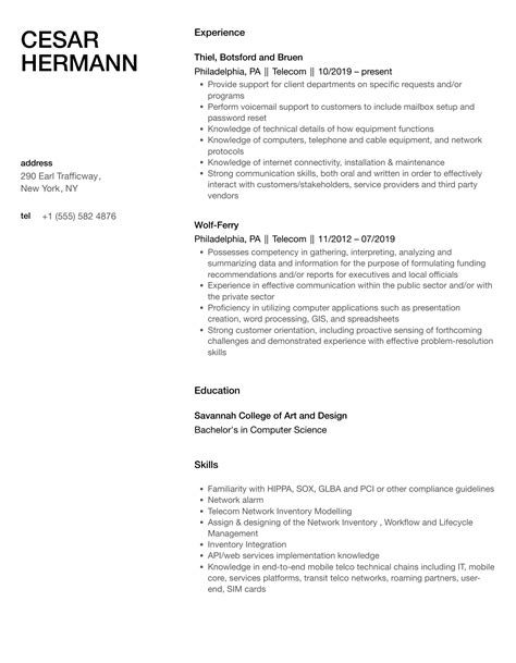 Telecom Resume Samples Velvet Jobs