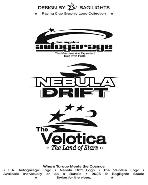 Introducing The Racing Club Graphic Logo Collection 🏁 Autogarage • 🚀 Nebula Drift • 🌟 Velotica