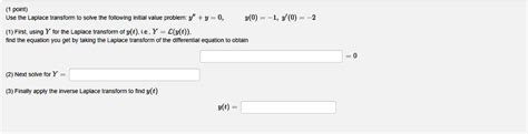Solved 1 Point Use The Laplace Transform To Solve The Following