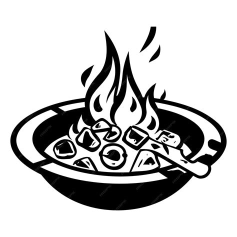 A Simple Black And White Illustration Of A Burning Brazier Perfect For Creating Logos Branding