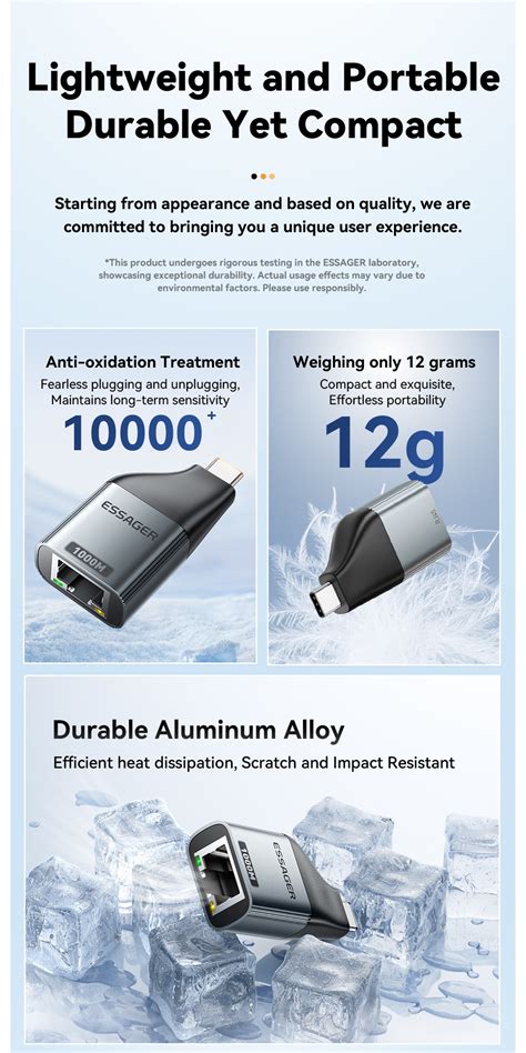 Essager Ethernet Adapter Type C To M M Network Adapter For Laptop Phone Projector