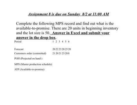 assignment 8 is due on sunday 8 2 at 11 00 am complete the following
