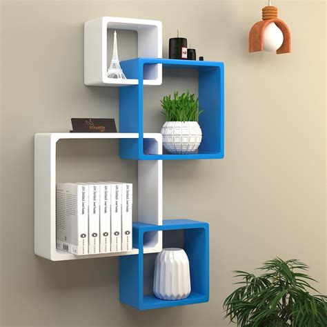 Wall Mounted Box Shelves Urbnliving Height 16cm Set Of 4 Wooden Oak