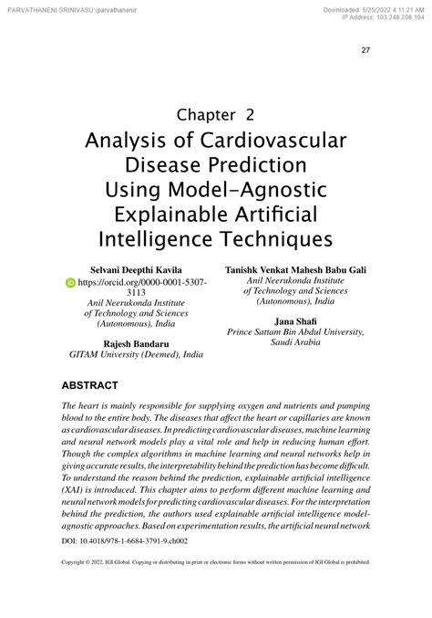 (PDF) Analysis of Cardiovascular Disease Prediction Using Model-Agnostic Explainable Artificial ...