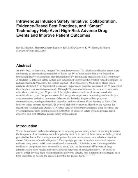 Pdf Intravenous Infusion Safety Initiative Collaboration · Pdf