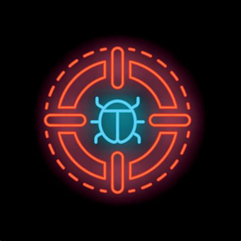 Neon Icon Of A Bug In Crosshair Representing Debugging Process 50488069