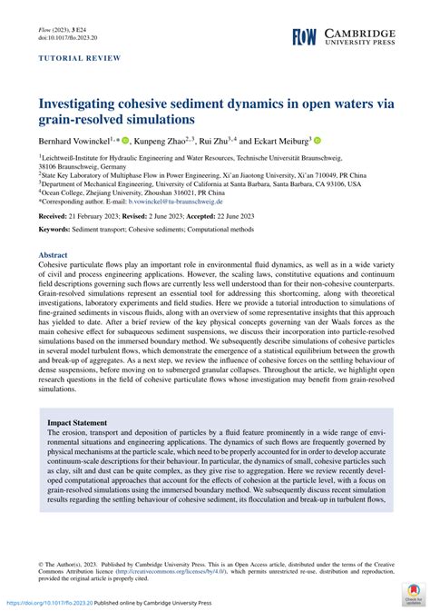 Pdf Investigating Cohesive Sediment Dynamics In Open Waters Via Grain